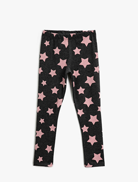 Koton Kız Çocuk Yıldız Baskılı Siyah Tayt