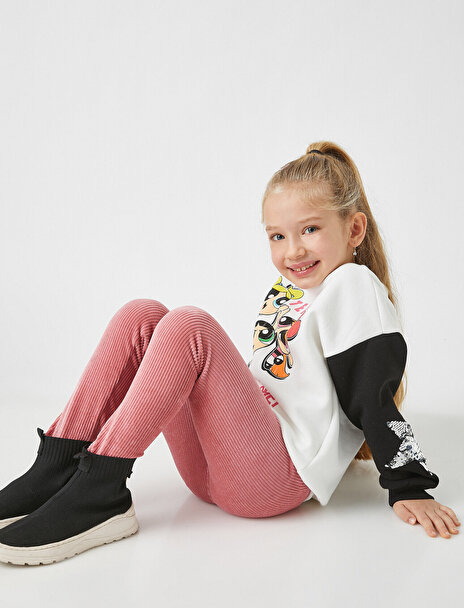 Koton Kız Çocuk Fitilli Tayt Beli Simli Pamuklu