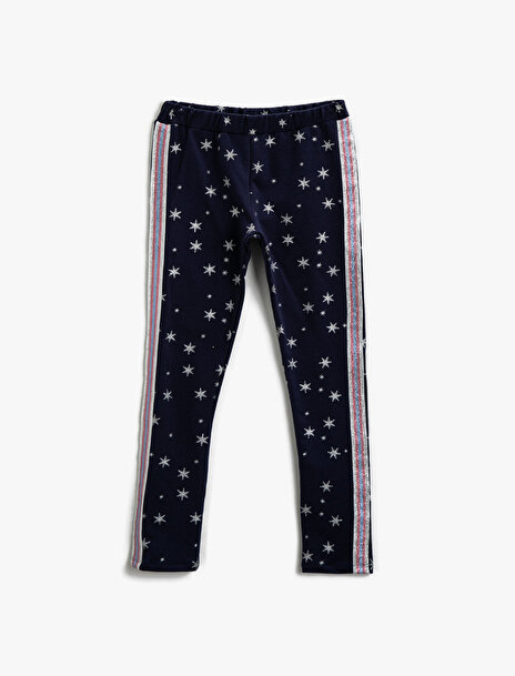 Koton Kız Çocuk Beli Lastikli Baskılı Çizgili Tayt Kız Çocuk