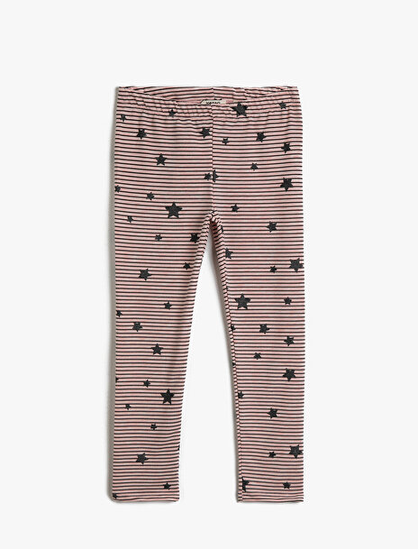 Koton Kız Çocuk Çizgili Tayt Yıldız Baskılı