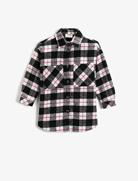 Koton Kız Çocuk Ekose Oduncu Gömlek Çift Cepli Koton Kız Çocuk Ekose Oduncu Gömlek Çift Cepli