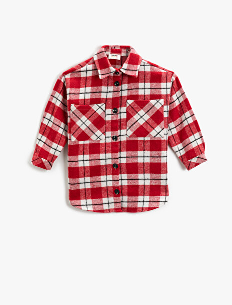 Koton Kız Çocuk Ekose Oduncu Gömlek Çift Cepli Koton Kız Çocuk Ekose Oduncu Gömlek Çift Cepli