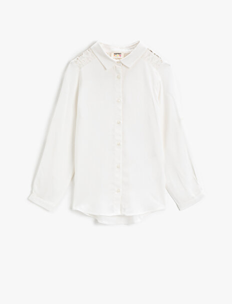 Koton Kız Çocuk Klasik Yaka Gömlek Omzu Dantelli Koton Kız Çocuk Klasik Yaka Gömlek Omzu Dantelli