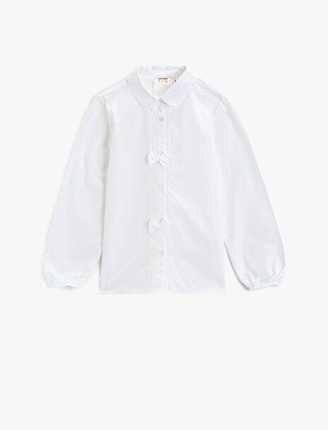 Koton Kız Çocuk Kurdele Detaylı Gömlek Pamuklu