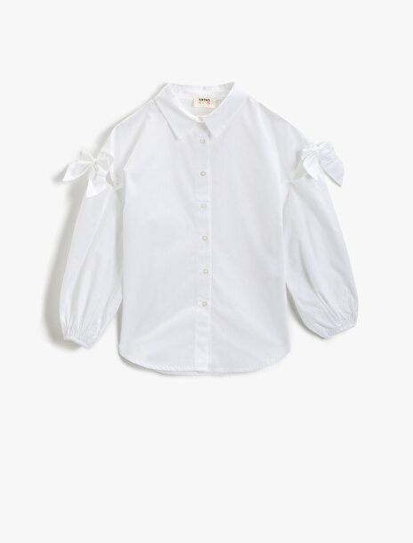 Koton Kız Çocuk Kolları Fırfırlı Gömlek Pamuklu