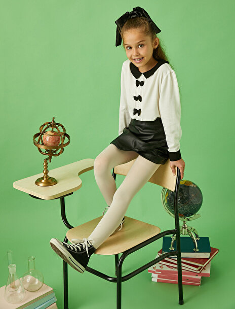 Koton Kız Çocuk Deri Görünümlü Şort Etek Midi