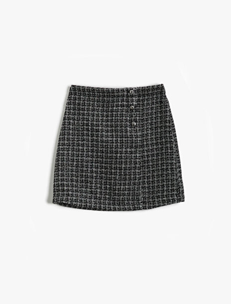 Koton Kız Çocuk Kareli Tüvit Etek Düğmeli Mini