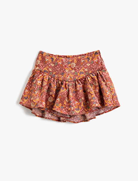Koton Kız Çocuk Şal Desenli Fırfırlı Mini Etek