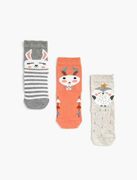 Koton Kız Çocuk Kız Çocuk Hayvan Desenli Pamuklu 3'lü Soket Çorap Koton Kız Çocuk Kız Çocuk Hayvan Desenli Pamuklu 3'lü Soket Çorap