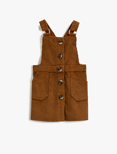 Koton Kız Çocuk Kadife Salopet Elbise Pamuklu