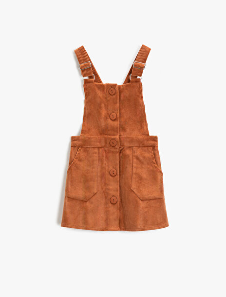 Koton Kız Çocuk Fitilli Salopet Cepli Pamuklu