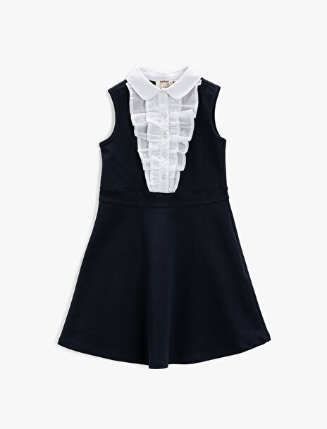 Koton Kız Çocuk Kolsuz Yakası Fırfırlı Elbise