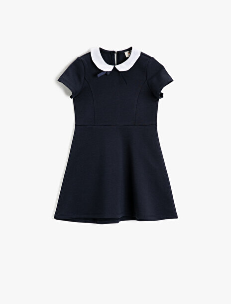 Koton Kız Çocuk Bebe Yaka Kısa Kollu Elbise Çan Etekli Pamuklu