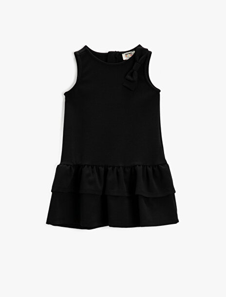 Koton Kız Çocuk Bisiklet Yaka Kolsuz Fırfırlı Pamuklu Elbise