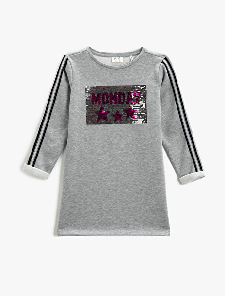 Koton Kız Çocuk Pullu Uzun Kollu Elbise Bisiklet Yaka