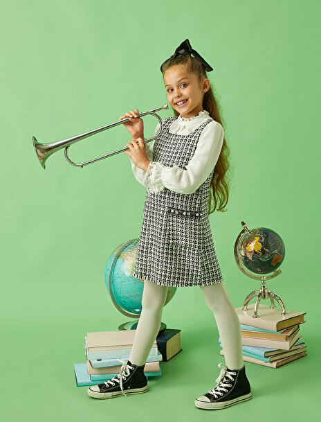 Koton Kız Çocuk Ekoseli Tüvit Elbise Cep Detaylı