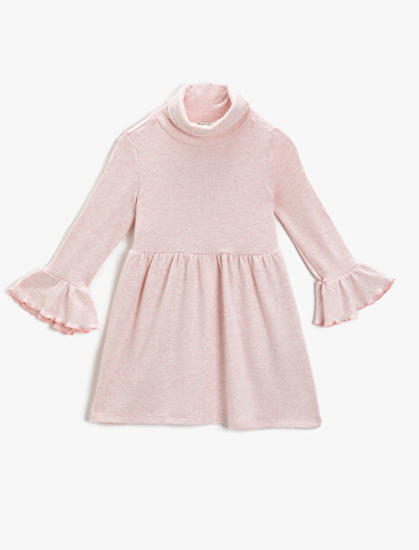 Koton Kız Çocuk Boğazlı Bileği Fırfırlı Elbise
