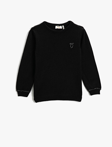 Koton Kız Çocuk Fiyonklu Triko Kazak Uzun Kollu Bisiklet Yaka