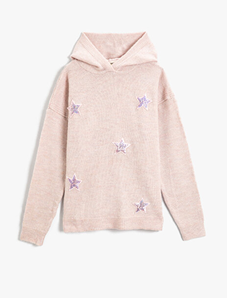 Koton Kız Çocuk Yıldız Pul Palet İşlemeli Kapşonlu Uzun Kollu Kazak Koton Kız Çocuk Yıldız Pul Palet İşlemeli Kapşonlu Uzun Kollu Kazak