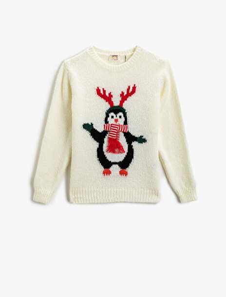 Koton Kız Çocuk Penguen İşlemeli Kazak