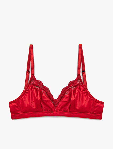 Koton Kadın Puantiyeli Dantelli Üçgen Sütyen