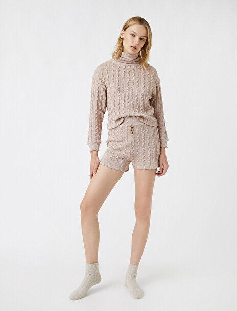 Koton Kadın Düğmeli Örme Desenli Pijama Altı