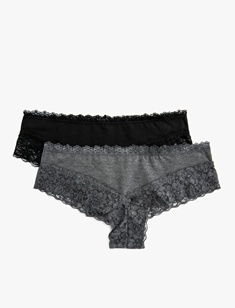 Koton Kadın Pamuklu Dantelli 2'li Brezilian Külot