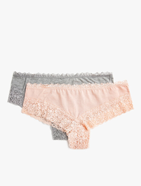 Koton Kadın Pamuklu Dantelli 2'li Brezilian Külot