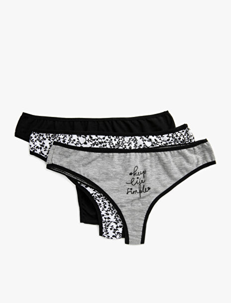 Koton Kadın Pamuklu Baskılı 3'lü Brazilian Külot