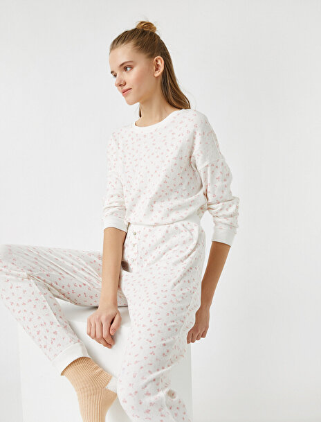 Koton Kadın Desenli Pamuklu Paçası Lastikli Pijama Altı