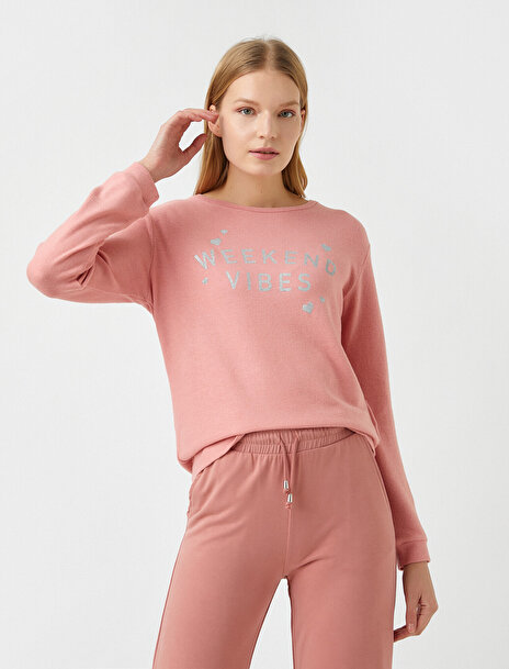 Koton Kadın Bisiklet Yaka Uzun Kollu Pijama Üstü