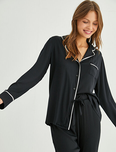 Koton Kadın Yakalı Düğmeli Pijama Üstü