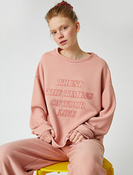 Koton Kadın Bisiklet Yaka Oversize Pijama Üstü