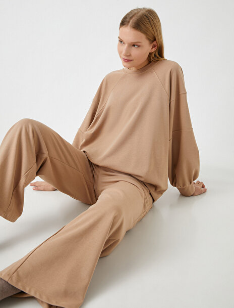 Koton Kadın Bisiklet Yaka Oversize Pijama Üstü