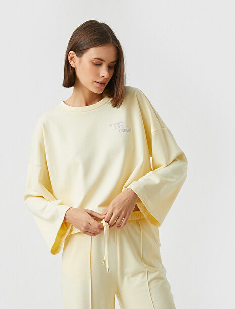 Koton Kadın Kolları Geniş Bisiklet Yaka Pijama Üstü