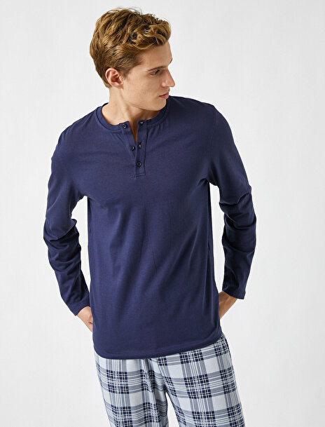 Koton Erkek Pamuklu Yakası Düğmeli Pijama Üstü