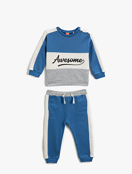 Koton Erkek Çocuk Eşofman Takımı Baskılı Sweatshirt Belden Bağlamalı Jogger Eşofman Altı Koton Erkek Çocuk Eşofman Takımı Baskılı Sweatshirt Belden Bağlamalı Jogger Eşofman Altı