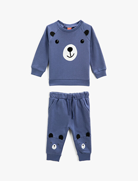 Koton Erkek Çocuk Ayı Baskılı Eşofman Takımı Sweatshirt Jogger Eşofman Altı Pamuklu Koton Erkek Çocuk Ayı Baskılı Eşofman Takımı Sweatshirt Jogger Eşofman Altı Pamuklu