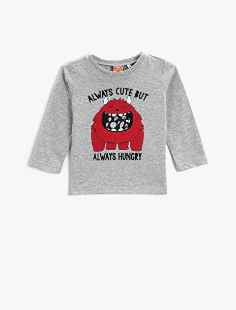 Koton Erkek Çocuk Canavar Baskılı Uzun Kollu Tişört Koton Erkek Çocuk Canavar Baskılı Uzun Kollu Tişört