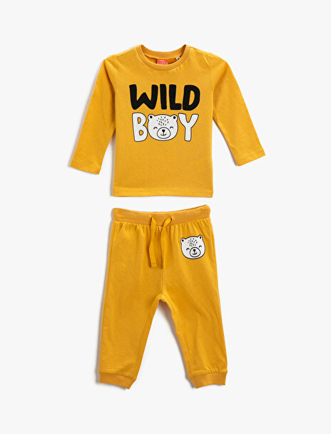 Koton Erkek Çocuk Wild Boy Baskılı Set Uzun Kollu Tişört Belden Bağlamalı Jogger Eşofman Altı Pamuklu Koton Erkek Çocuk Wild Boy Baskılı Set Uzun Kollu Tişört Belden Bağlamalı Jogger Eşofman Altı Pamuklu