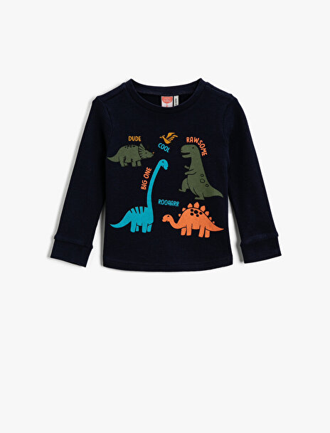 Koton Erkek Çocuk Dinozor Baskılı Tişört Uzun Kollu Pamuklu