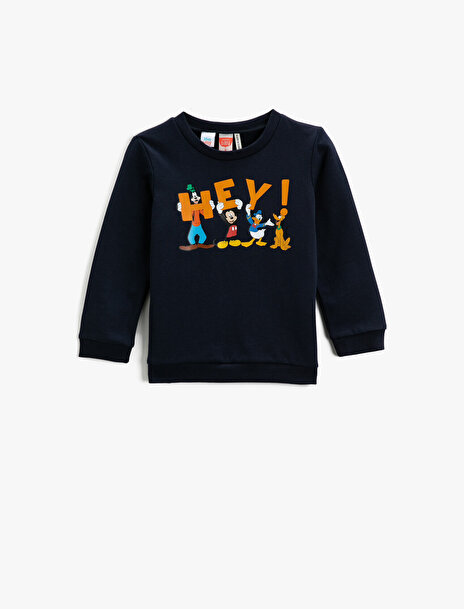 Koton Erkek Çocuk Disney Lisanslı Pamuklu Baskılı Bisiklet Yaka Sweatshirt