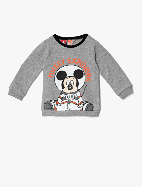 Koton Erkek Çocuk Mickey Mouse Baskılı Bisiklet Yaka Sweatshirt Lisanslı