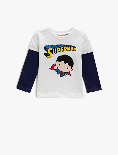 Koton Erkek Çocuk Superman Lisanslı Baskılı Sweatshirt Pamuklu