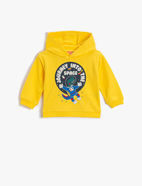 Koton Erkek Çocuk Astronot Dinozor Baskılı Kapüşonlu Sweatshirt Pamuklu Koton Erkek Çocuk Astronot Dinozor Baskılı Kapüşonlu Sweatshirt Pamuklu