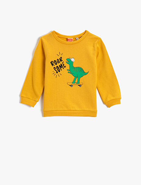 Koton Erkek Çocuk Dinozor Baskılı Sweatshirt Pamuklu