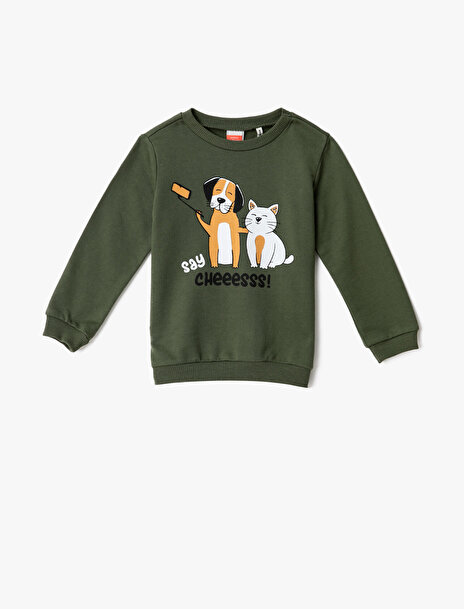 Koton Erkek Çocuk Köpek Kedi Baskılı Sweatshirt Koton Erkek Çocuk Köpek Kedi Baskılı Sweatshirt