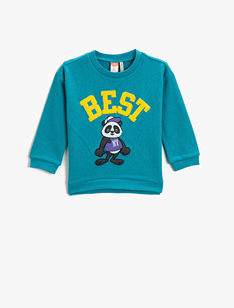 Koton Erkek Çocuk Hayvan Baskılı Sweatshirt Bisiklet Yaka Pamuklu