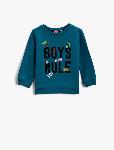 Koton Erkek Çocuk Bisiklet Yaka Sweatshirts Yazılı Baskılı