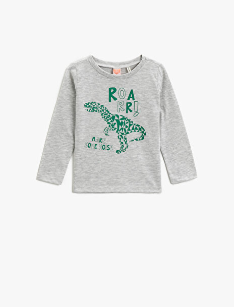 Koton Erkek Çocuk Dinozor Baskılı Uzun Kollu Tişört